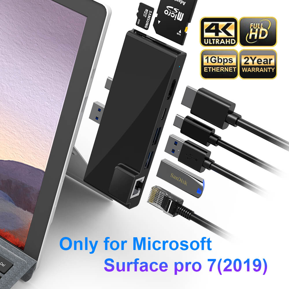 Allkei Surface Pro 7 Dock Hub with Ethernet Port USB 3.0 Port SD/TF ...